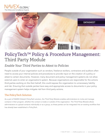 PolicyTech® Policy & Procedure Management: Third Party Module | NAVEX UK PolicyTech® Policy & Procedure Management: Third Party Module | NAVEX UK